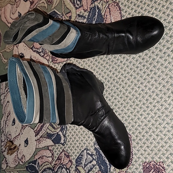 Camper | Shoes | Camper Leather Boots Colorblock Suede Blue Black Gray ...
